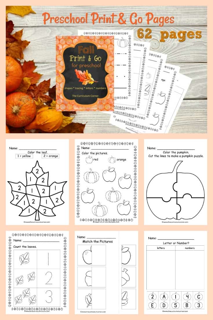 Fall Preschool Print & Go Pack - The Kinder Corner
