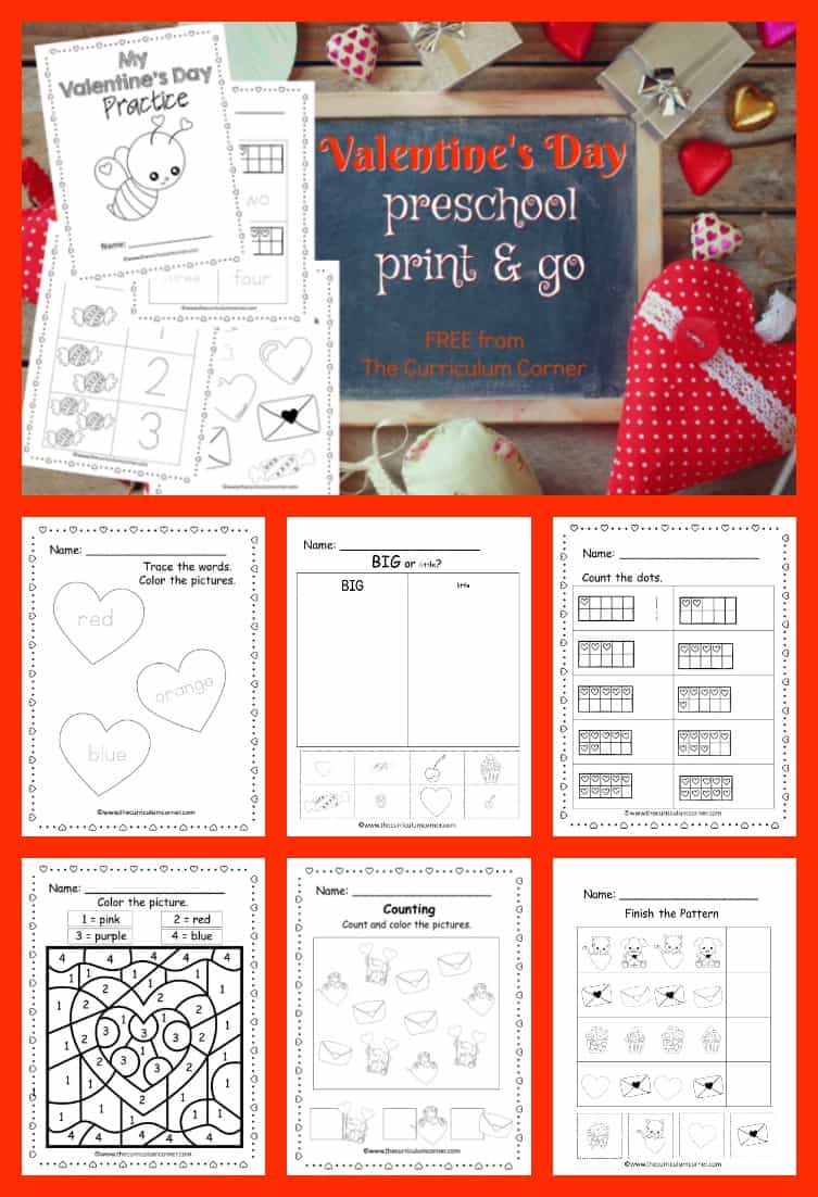 Valentine's Day Preschool Print & Go - The Kinder Corner