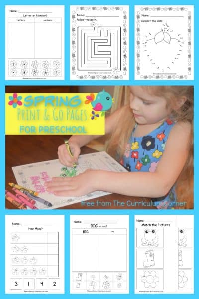 Spring Preschool Print & Go Pages - The Kinder Corner