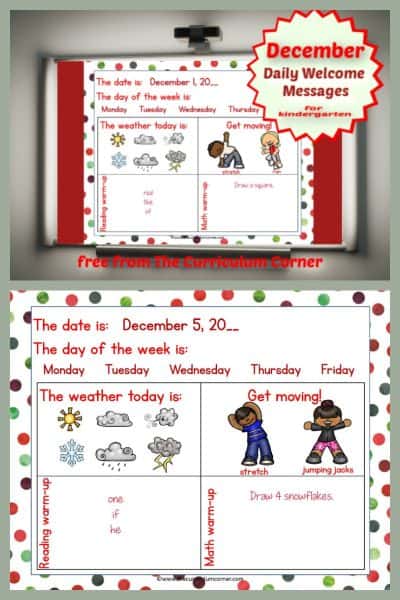 December Daily Welcome Messages - The Kinder Corner