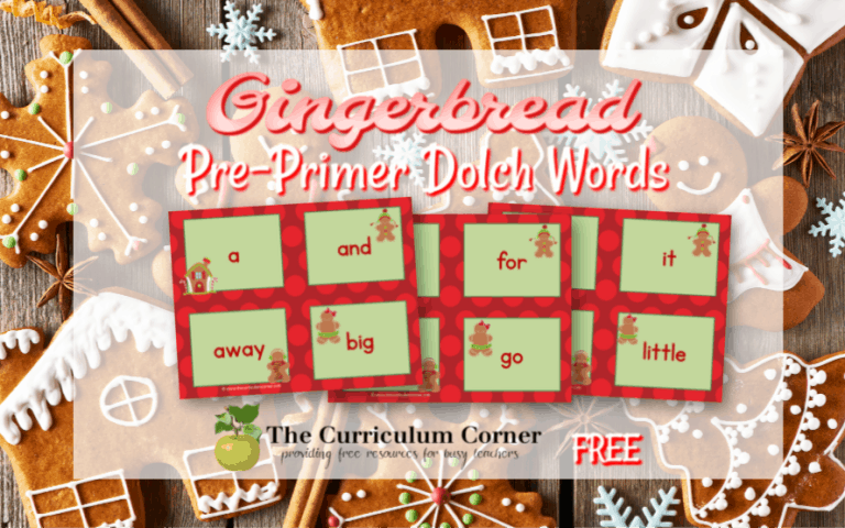 Pre-Primer Gingerbread Dolch Word Cards - The Kinder Corner