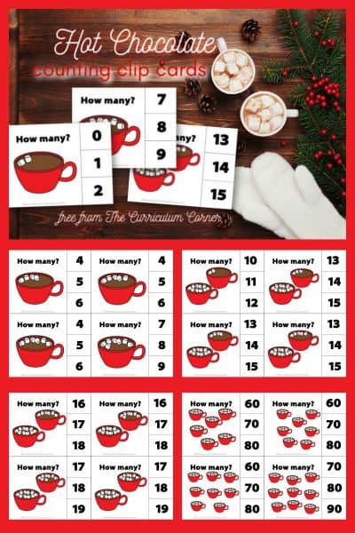 Hot Chocolate Counting Clip Cards - The Kinder Corner
