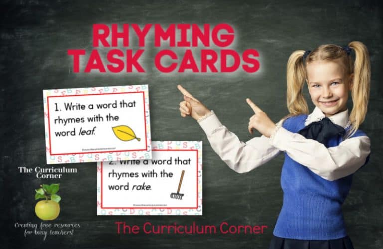 Write a Rhyming Word Task Cards - The Kinder Corner