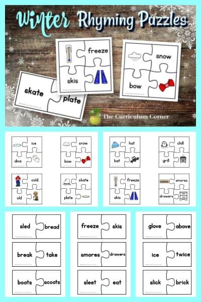 Winter Rhyme Word Puzzles - The Kinder Corner