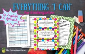 I Can Statement Standards for Kindergarten - The Kinder Corner
