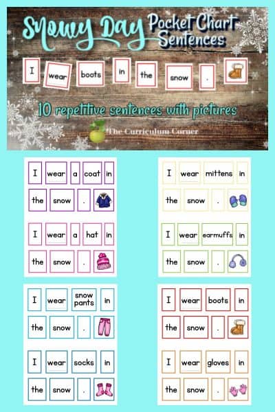 Snow Pocket Chart Sentences - The Kinder Corner