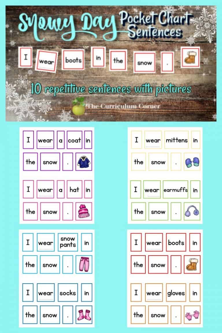 Snow Pocket Chart Sentences - The Kinder Corner