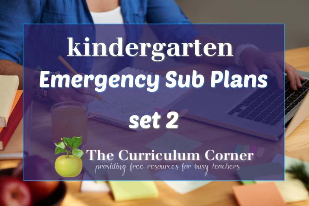 Kindergarten Sub Plans - Set 2 - The Kinder Corner