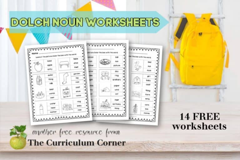 Dolch Noun Worksheets - The Kinder Corner
