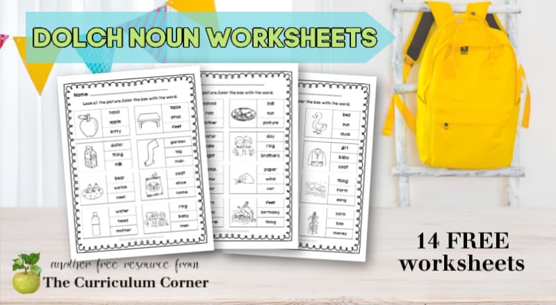 Dolch Noun Worksheets - The Kinder Corner