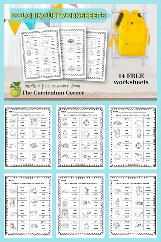 Dolch Noun Worksheets - The Kinder Corner