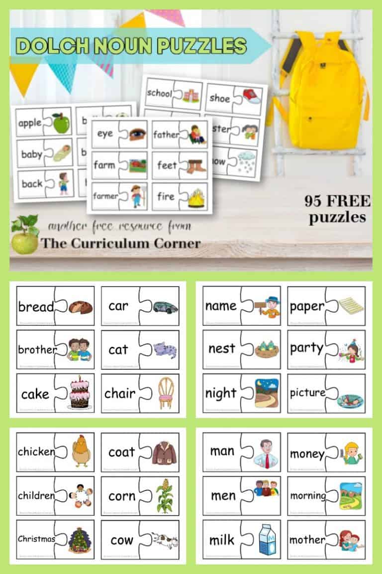 Dolch Noun Puzzles - The Kinder Corner