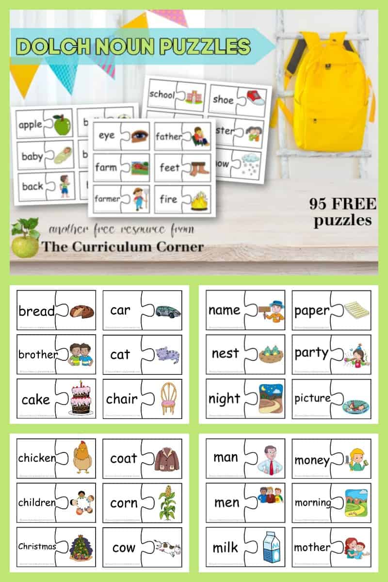 Dolch Noun Puzzles - The Kinder Corner