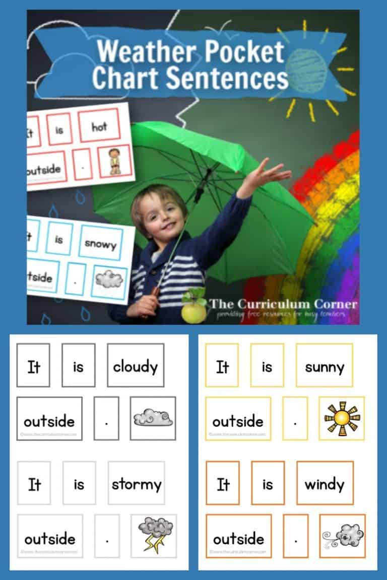 Weather Pocket Chart Sentences - The Kinder Corner
