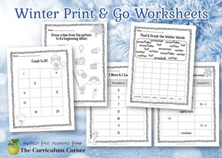 Winter Print & Go Practice Pages - The Kinder Corner