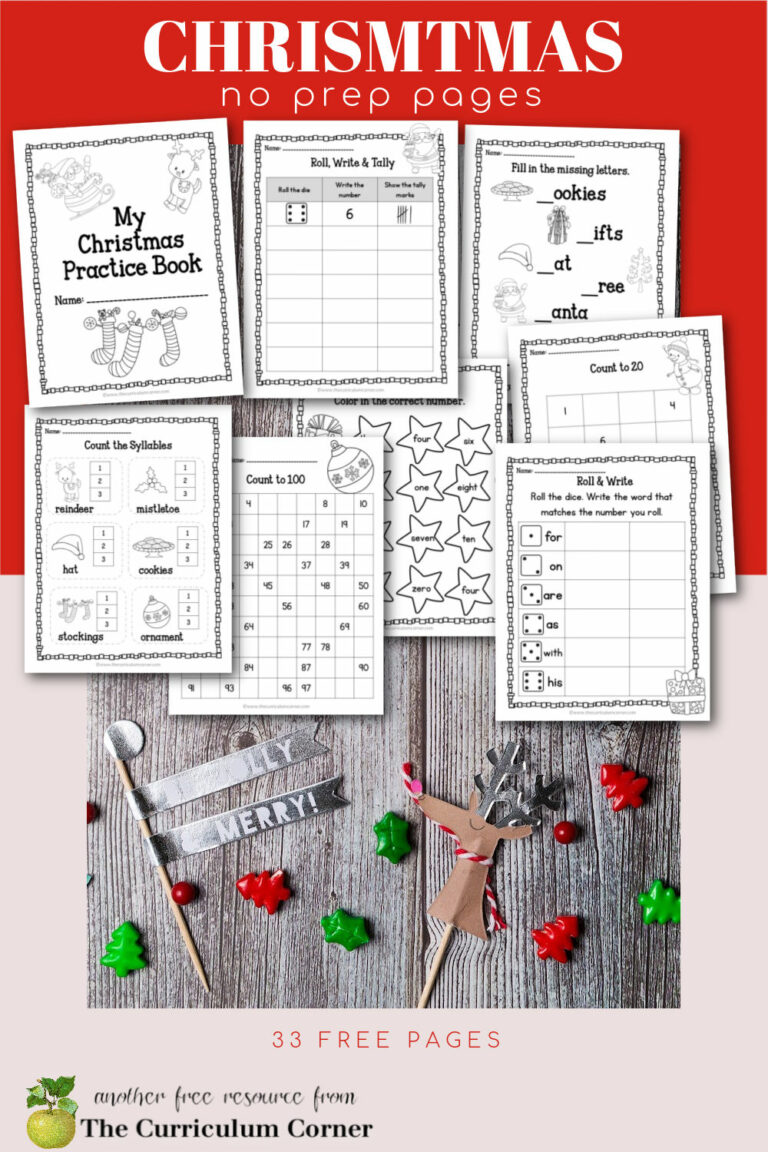 Christmas Print & Go Math and Literacy Practice - The Kinder Corner