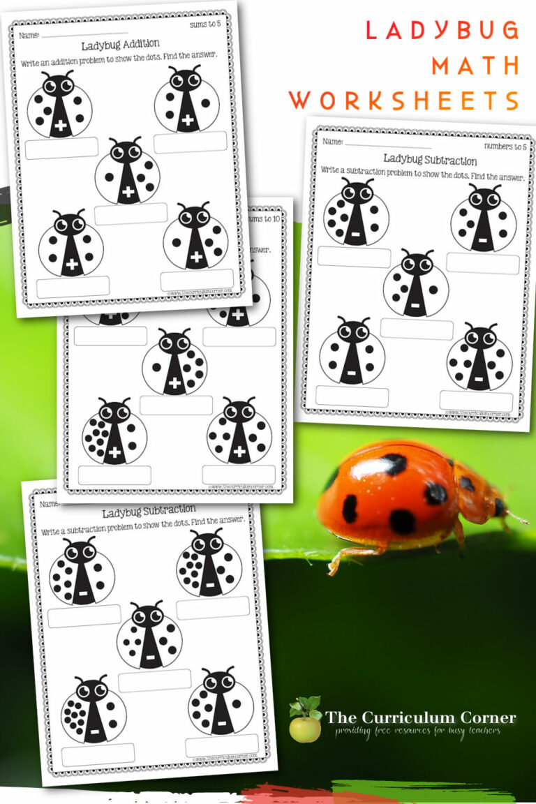 Ladybug Math Worksheets - The Kinder Corner